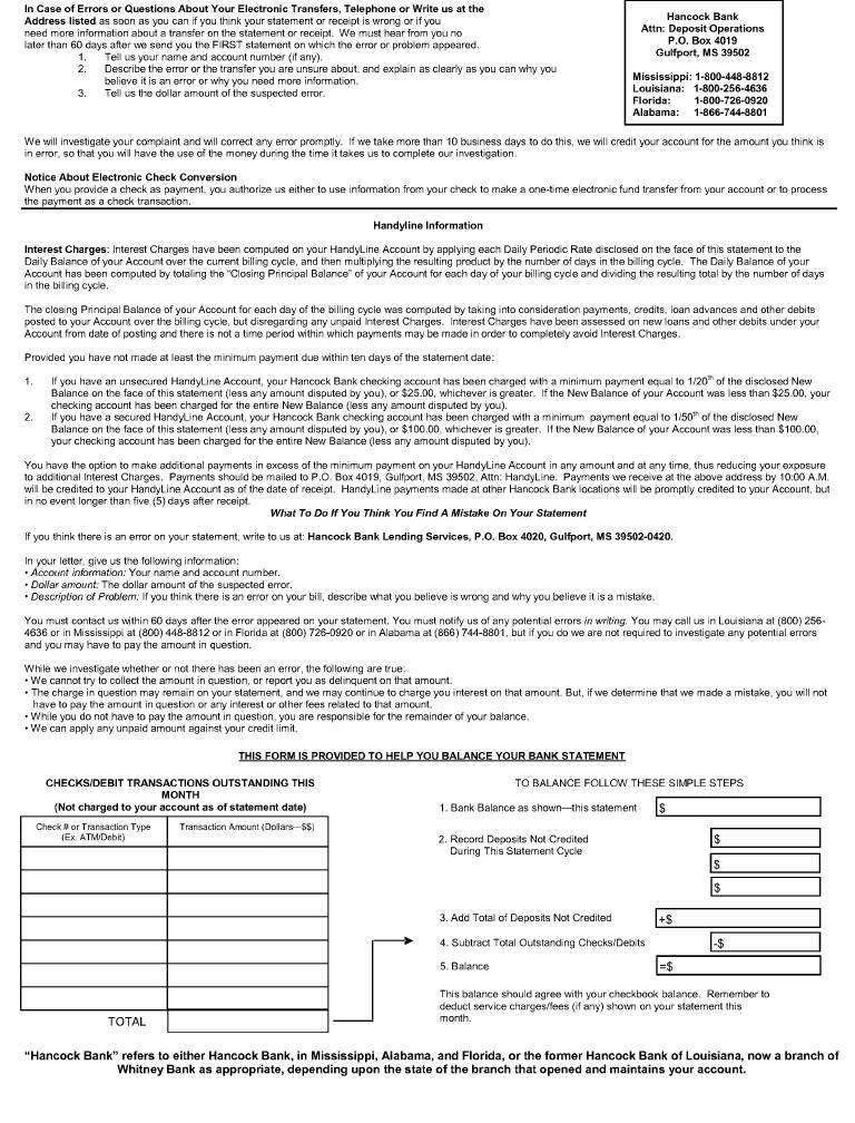 Hancock Bank Statement Backer | PDF