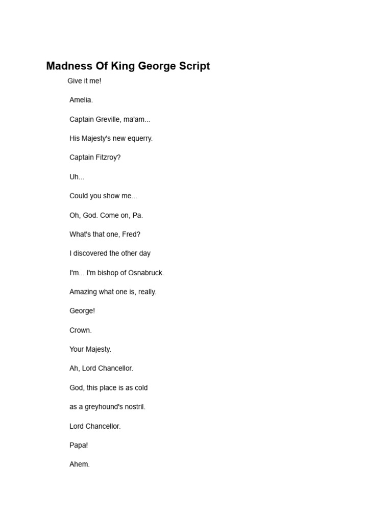 Madness of King George III Script | PDF | Lord's Prayer