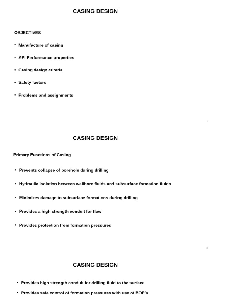 Casing Design | PDF | Casing (Borehole) | Industrial Processes