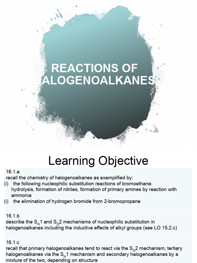 Unit 4 Lesson 14 (&15) Reactions-Of-Halogenoalkanes | PDF | Molecules | Chemical Compounds