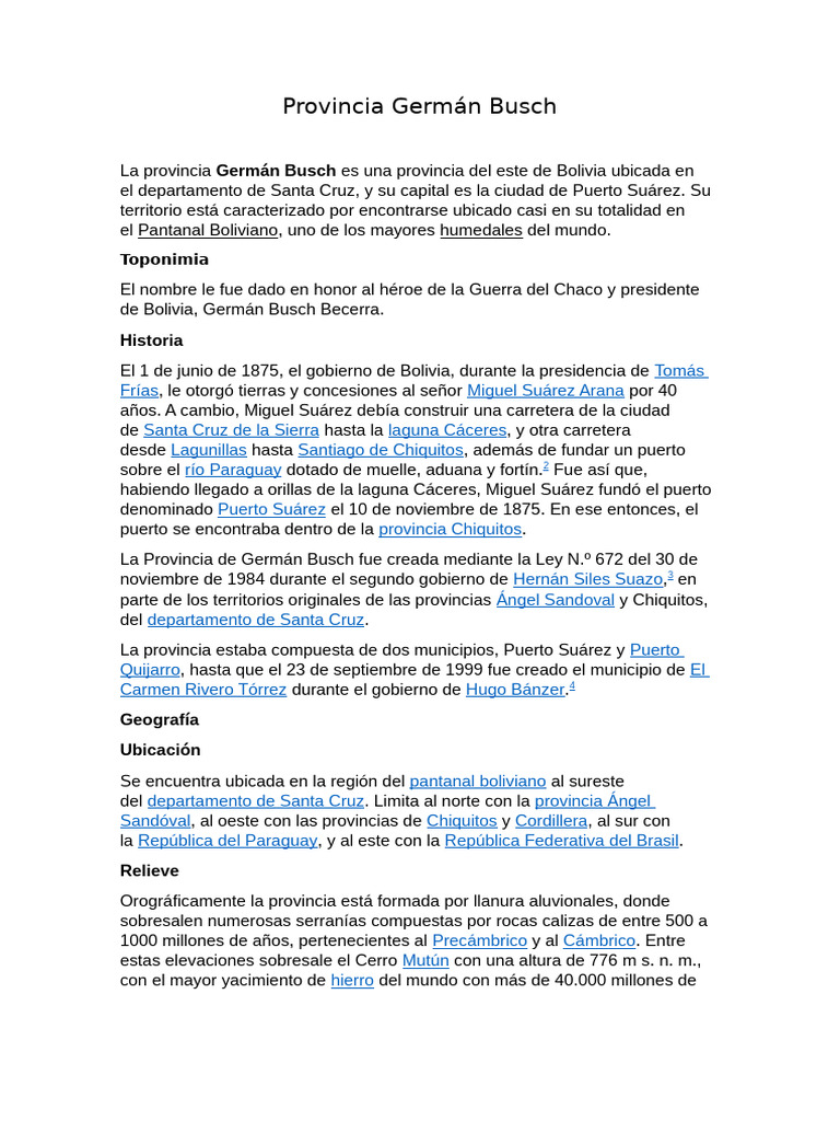 Provincia Germán Busch | PDF | Política | Viajes y turismo