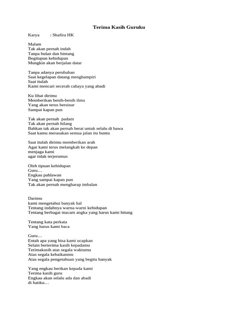 Terima Kasih Guruku Dian | PDF