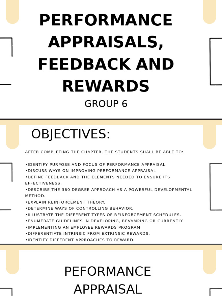 GROUP 6 Performance Appraisals Feedback and Rewardd | PDF | Performance Appraisal | Reinforcement