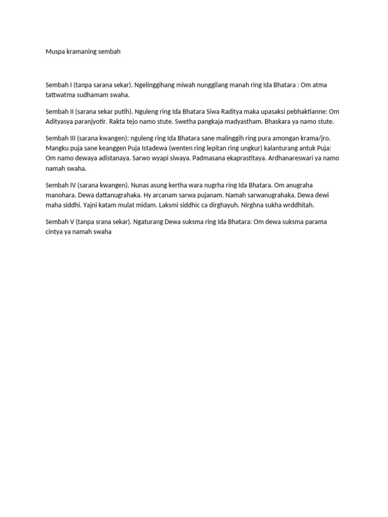 Muspa Kramaning Sembah | PDF