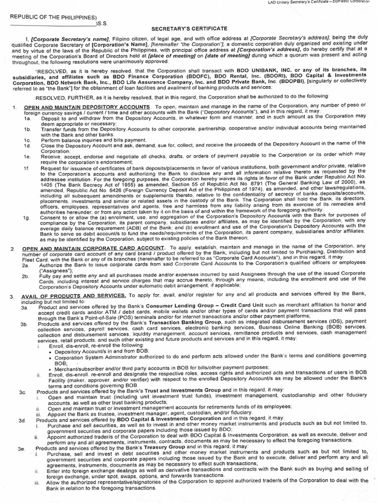 Bdo - Sec Cert | PDF