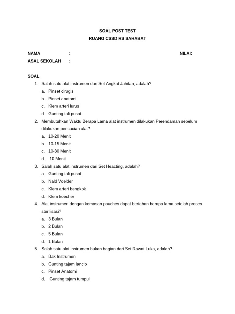 Soal Post Test | PDF | Teknologi & Rekayasa