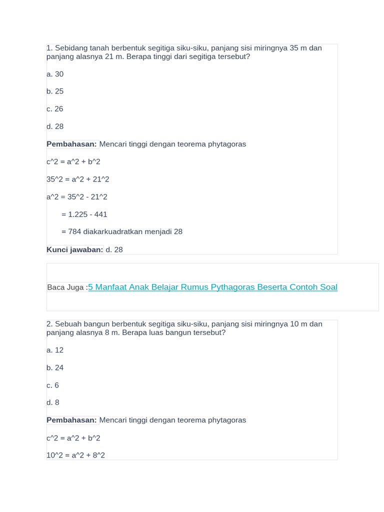 Soal Pythagoras Pdf