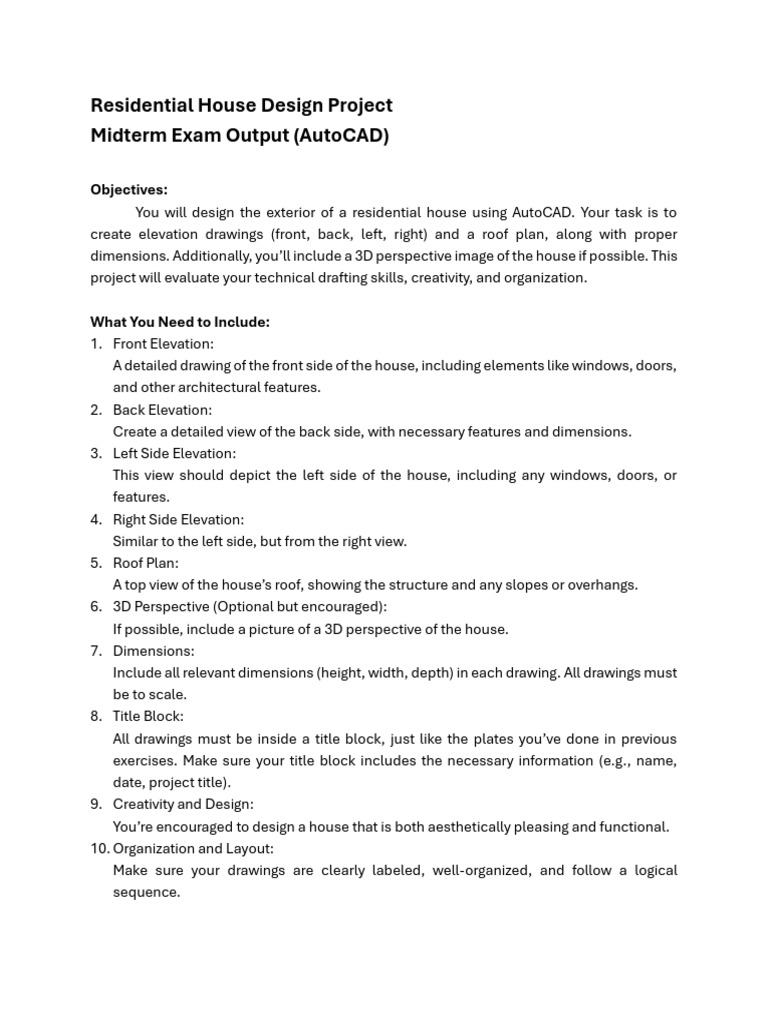 Residential House Design Project | PDF | Drawing