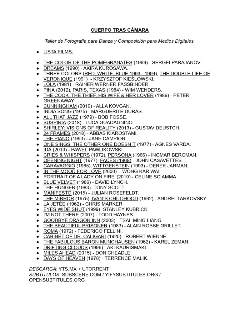 Lista Films Cuerpo Tras Cámara | PDF | Art