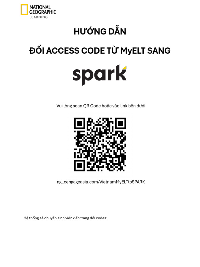 HƯỚNG DẪN ĐỔI ACCESS CODE TỪ MYELT SANG SPARK | PDF