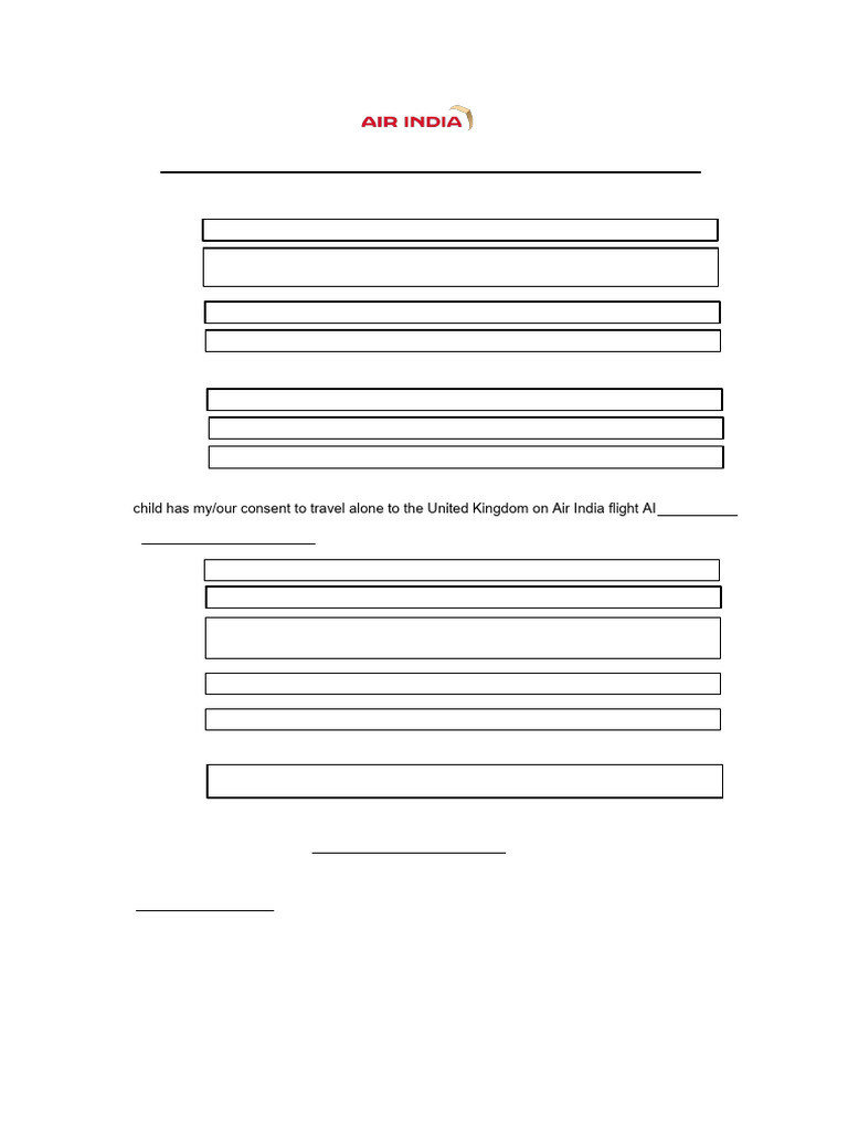 Consent Form For A Child - To UK | PDF