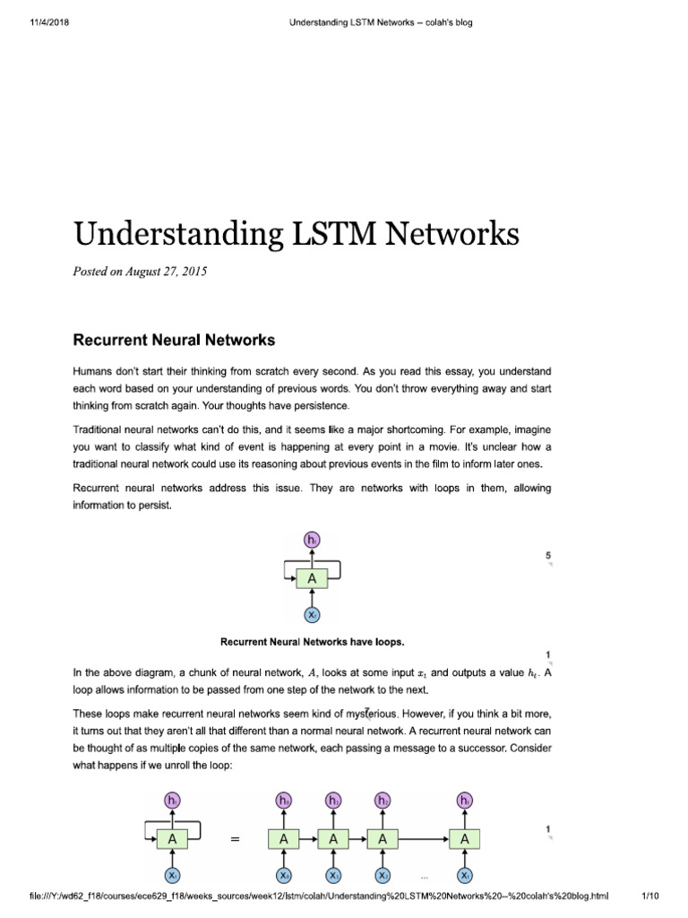 LSTM Networks Colah | PDF