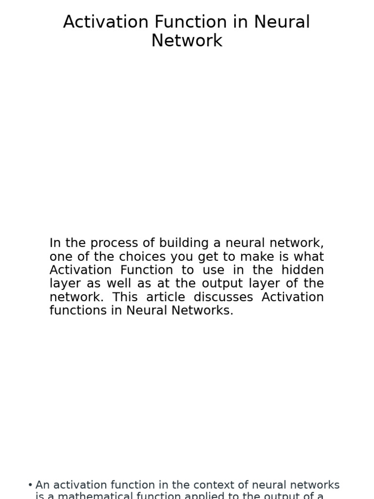 Activation Function in NN | PDF | Artificial Neural Network ...