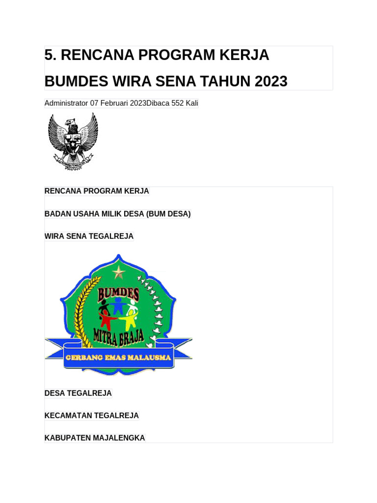 Program Kerja Bumdes | PDF
