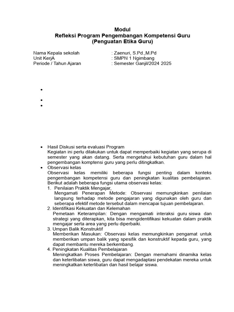 Modul Refleksi Program Fix | PDF | Karier & Perkembangan