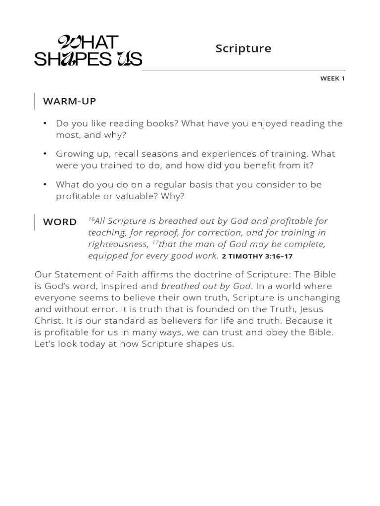 What Shapes Us 1 Scripture Mobile | PDF | Bible | Religious Belief And ...