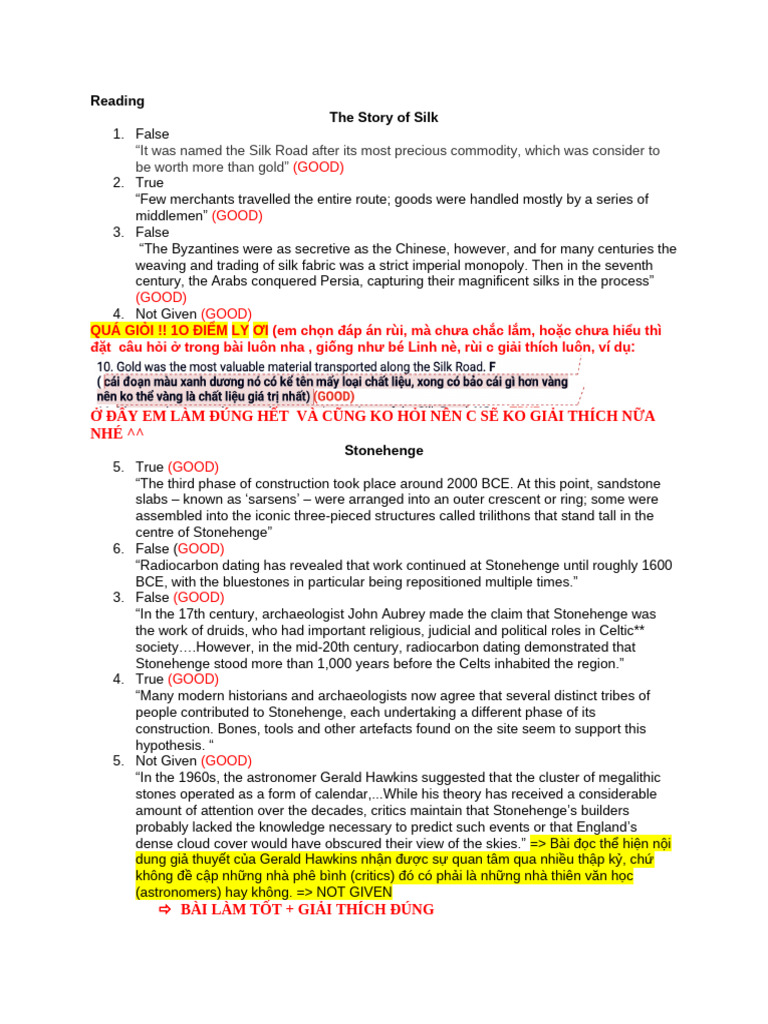 Bài Sửa Reading Listening 2 Dieu Ly | PDF | Stonehenge