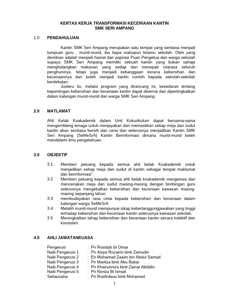 Kertas Kerja Kantin | PDF | Karier & Perkembangan