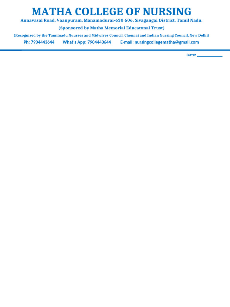 Letterpad 1 (Matha College of Nursing) | PDF | Wellness | Religion & Spirituality