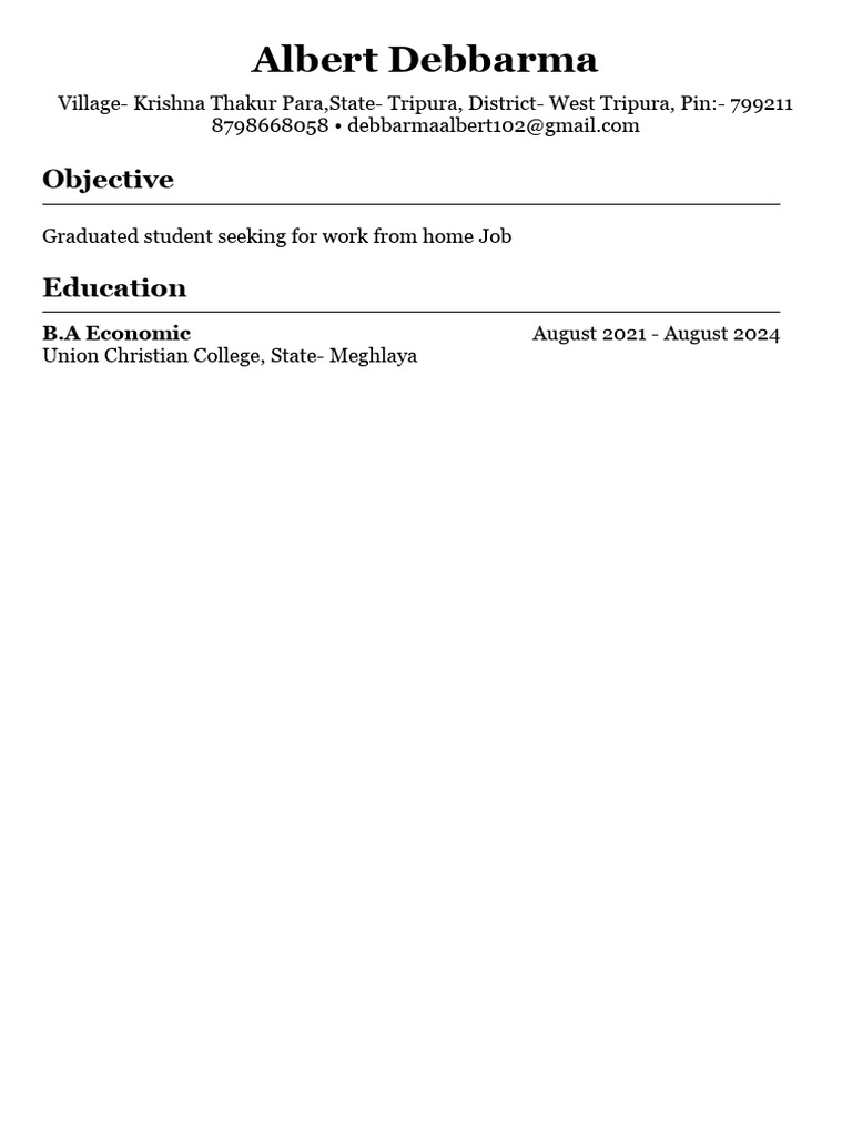 Resume Albert Debbarma | PDF