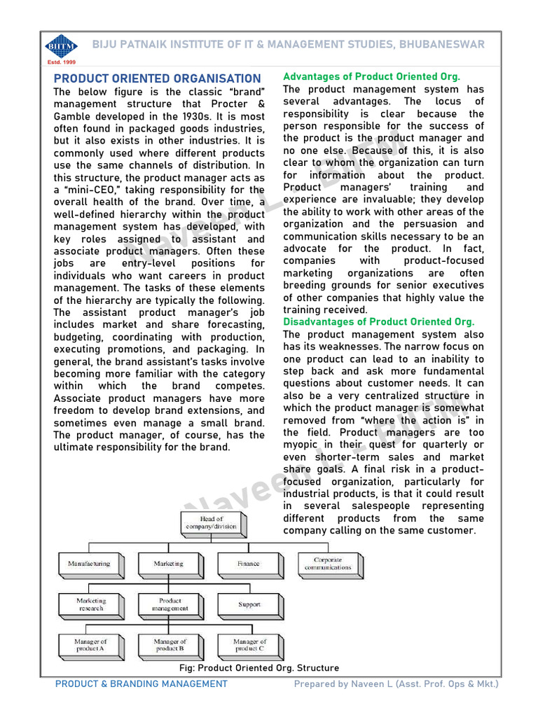 Product Oriented Org. - PBM Notes - Naveen L | PDF | Brand | Marketing