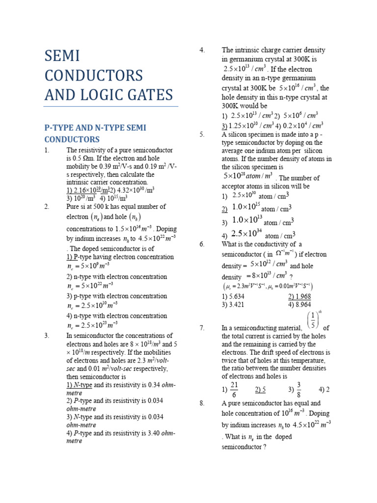 Semiconductor Basics: P-Type & N-Type Analysis | PDF | Logic Gate | P–N ...