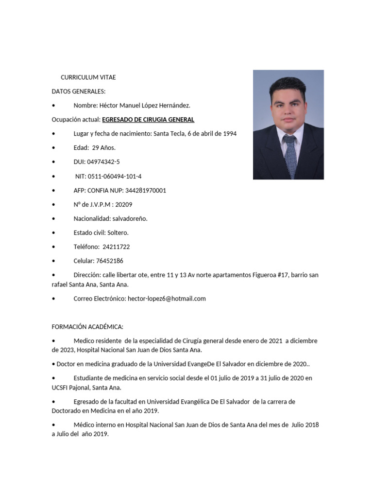Curriculum Vitae Corto Hector Manuel Lopez | PDF | Autosuperación | Estilo de vida