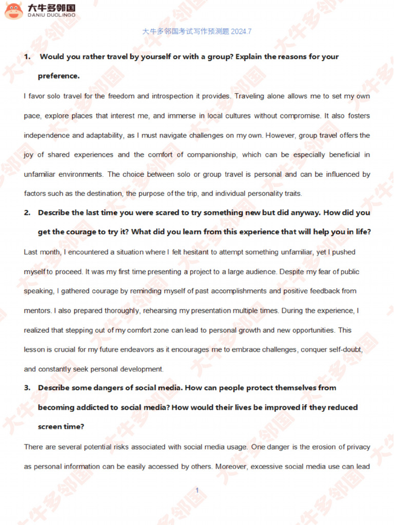 Duolingo Writing Practice2 | PDF