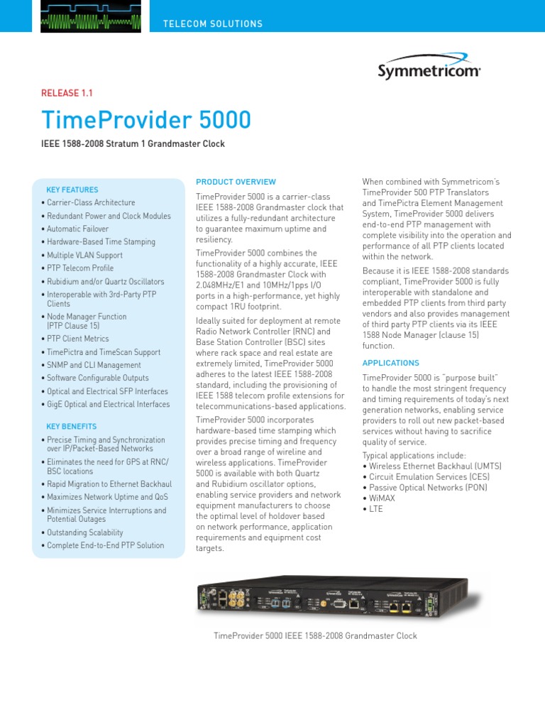 Time Provider 5000 Datasheet | PDF | Ethernet | Computer Network