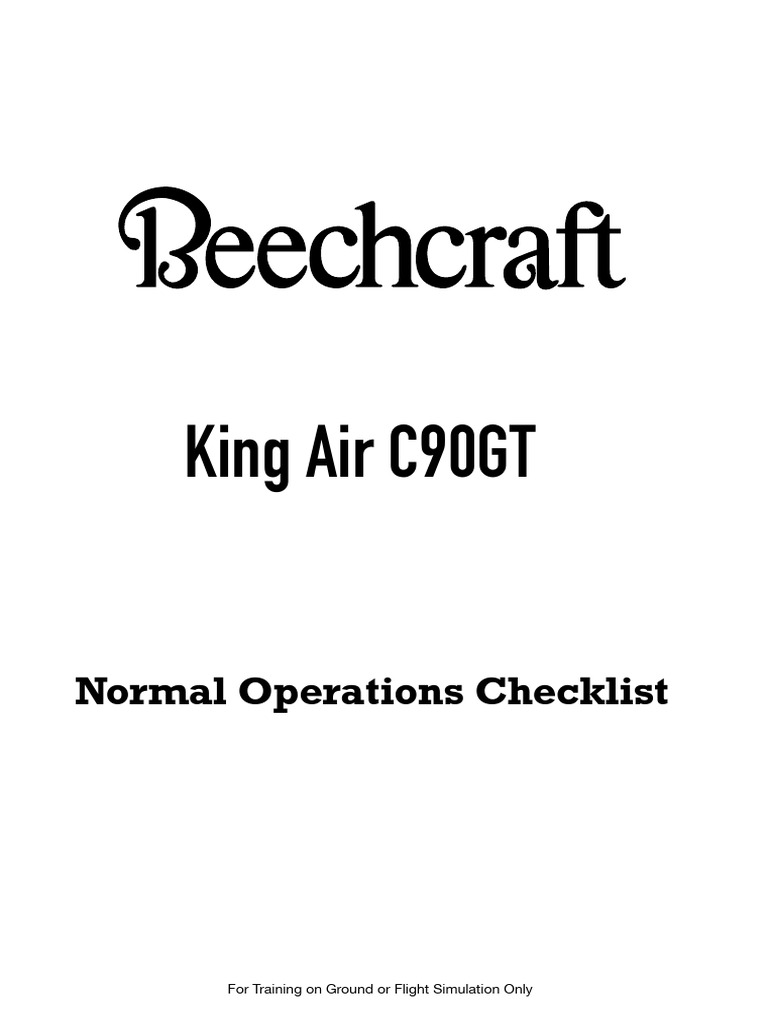 King Air 90GT Normal Operations Checklist Generic | PDF | Aviation ...