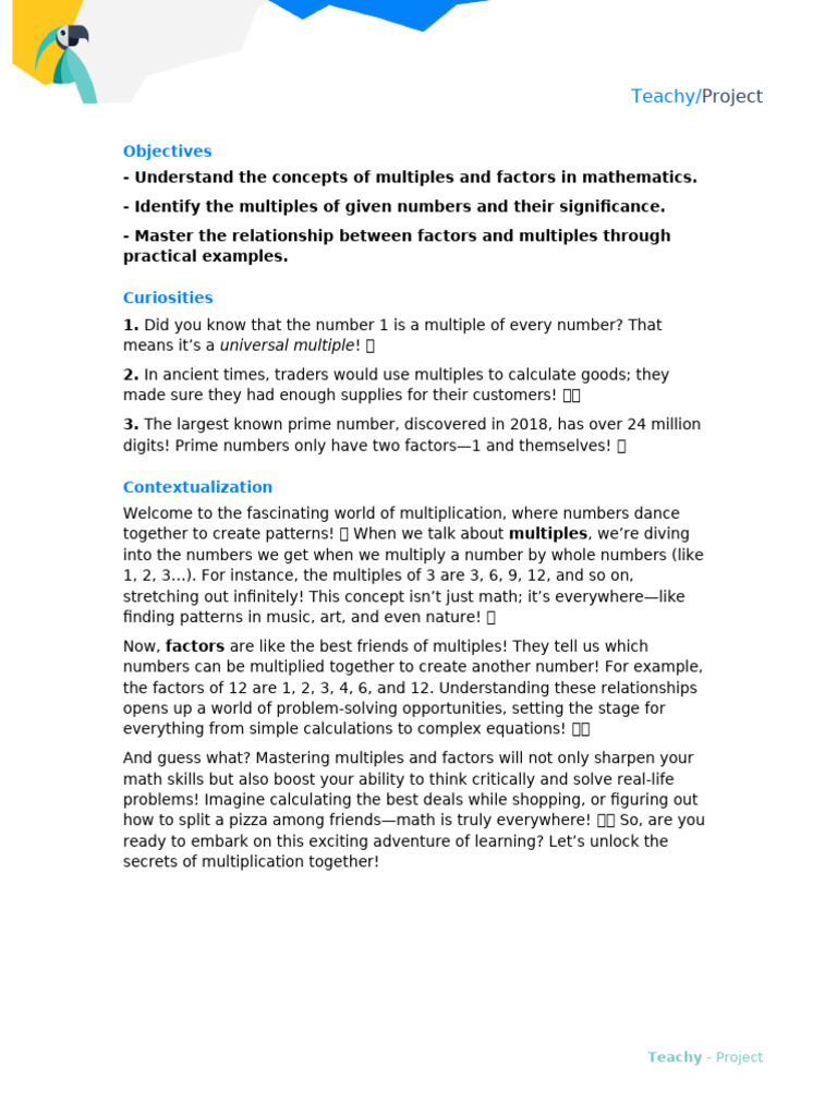 Understanding Multiples & Factors | PDF | Mathematics | Drawing