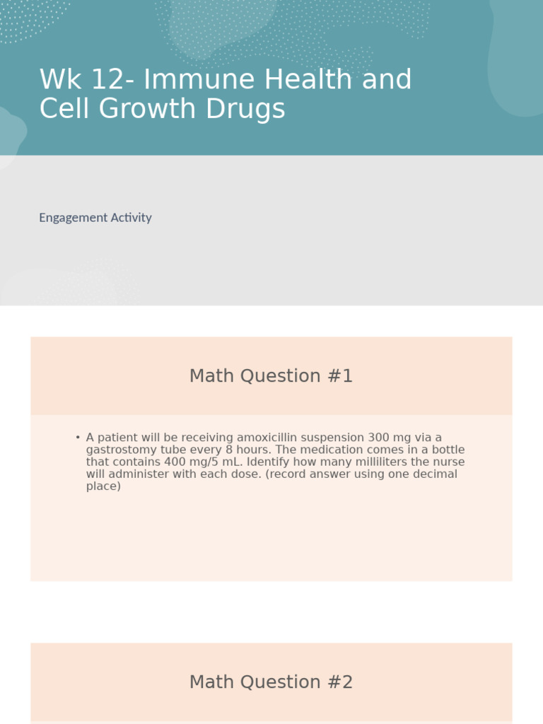 WK 12 - Immune Health and Cell Growth Drugs Engagement Activity | PDF ...