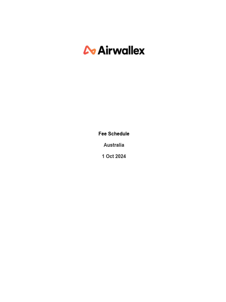 Airwallex Fee Schedule Overview | PDF | Visa Inc. | Master Card