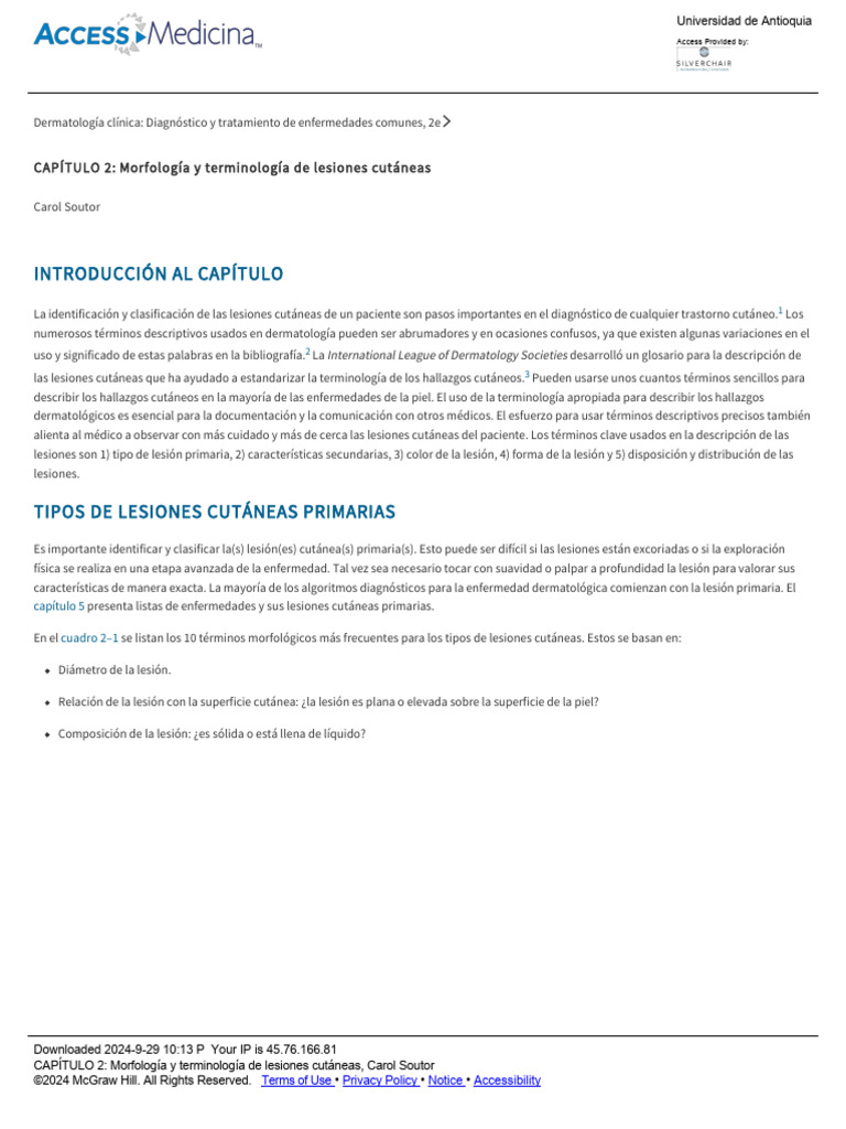 CAPÍTULO 2 - Morfología y Terminología de Lesiones Cutáneas | PDF ...