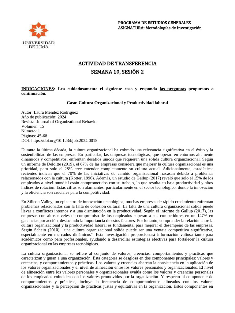 Met Inv Semana 10 - Sesión 2 | PDF | Business | Comportamiento