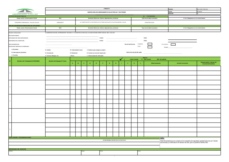 Cac - Gsst.for.016 Insp. Herr Elect y Poder 19-08-19 | PDF