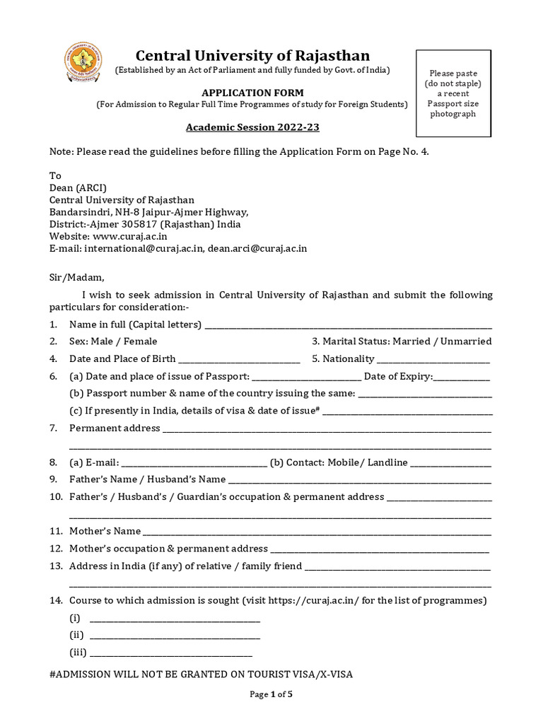 Application Form - 1 | PDF | Hypertension | University And College Admission