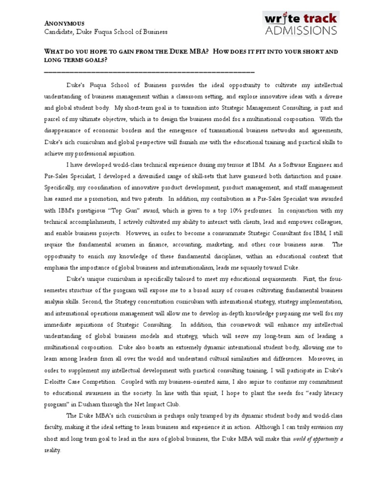 MBA Sample 1 | PDF | Master Of Business Administration | Strategic ...