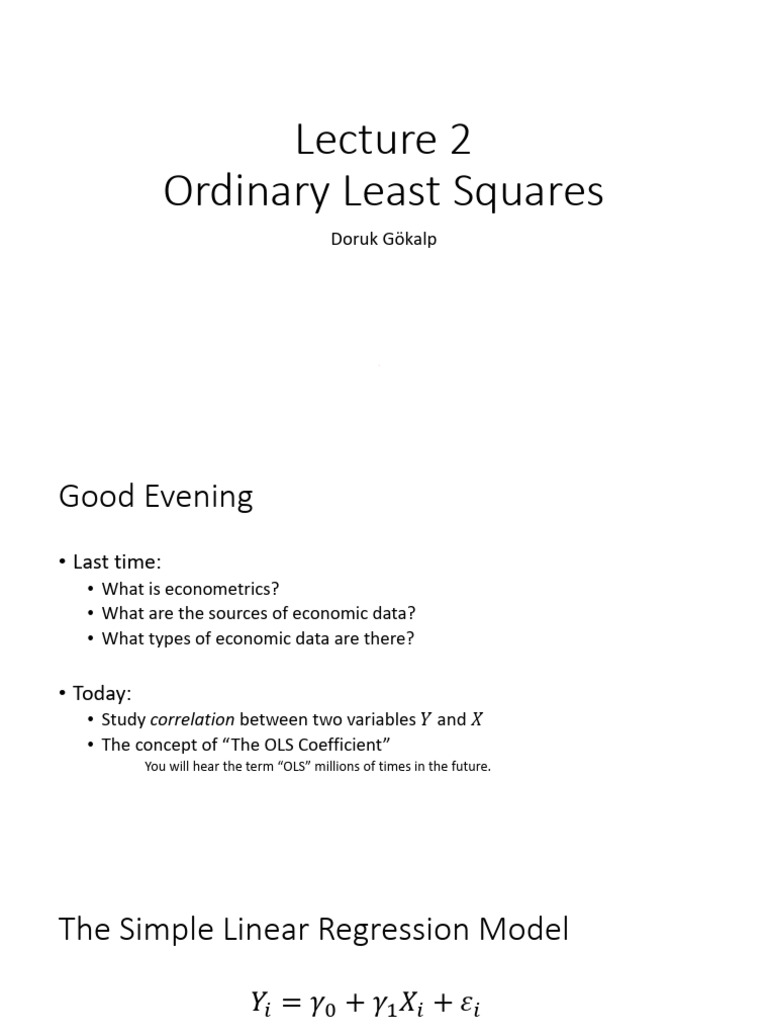 Lecture 2 | PDF | Ordinary Least Squares | Errors And Residuals