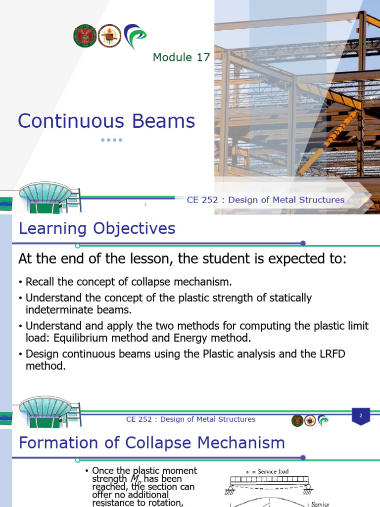 CE 252 Module 17 - Continuous Beams | PDF | Beam (Structure) | Building ...