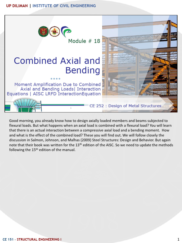 Combined Axial and Bending Loads Analysis | PDF | Bending | Buckling