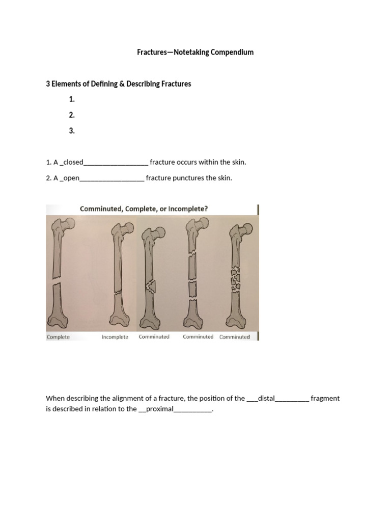Fractures Notes Compendium | PDF | Bone | Musculoskeletal System