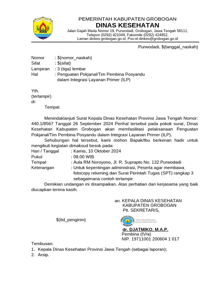 Undangan Penguatan Tim Pembina Posyandu ILP | PDF