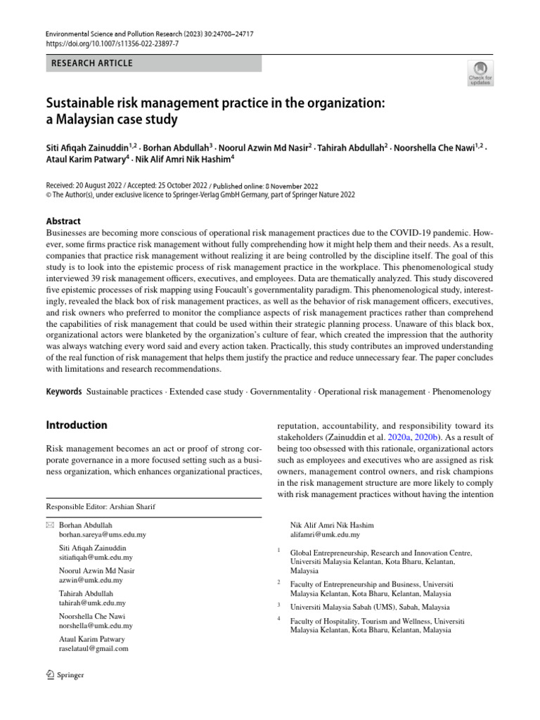 Case Study 1 - Risk Management in Organization | PDF | Risk ...