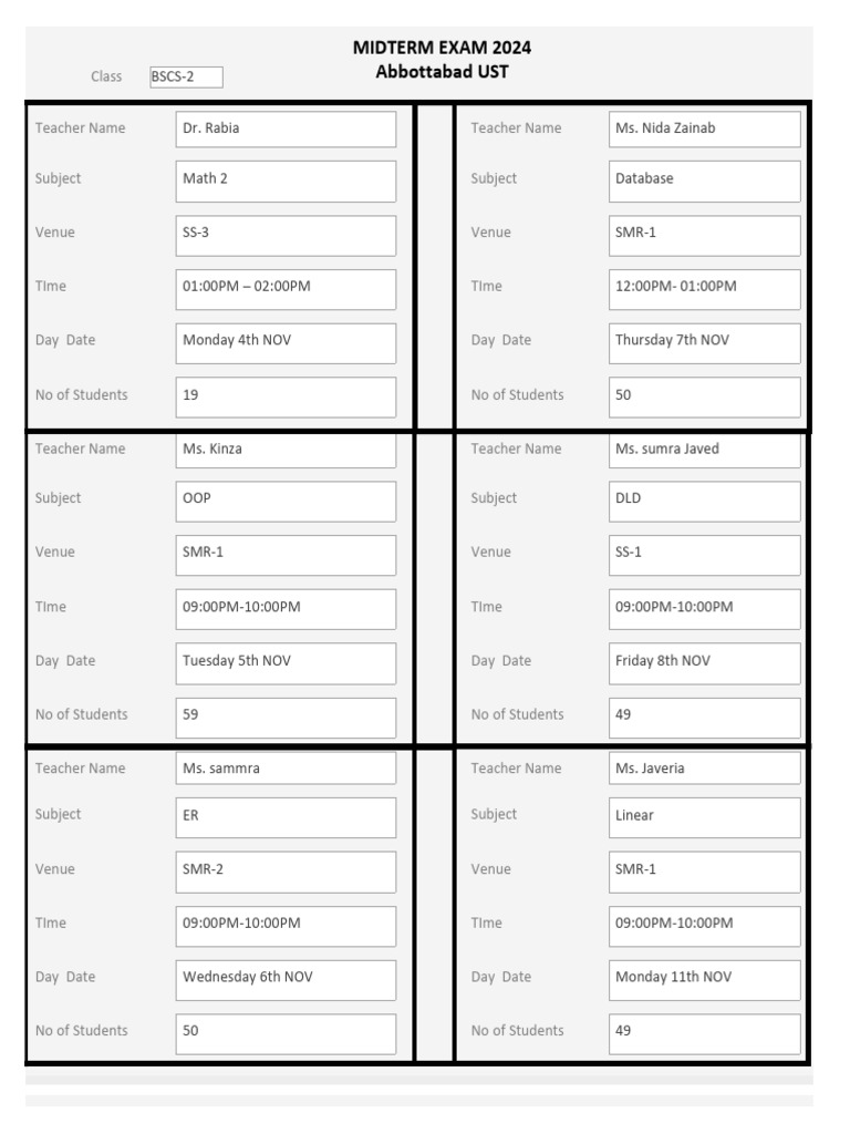 Final Date Sheet | PDF | Computing