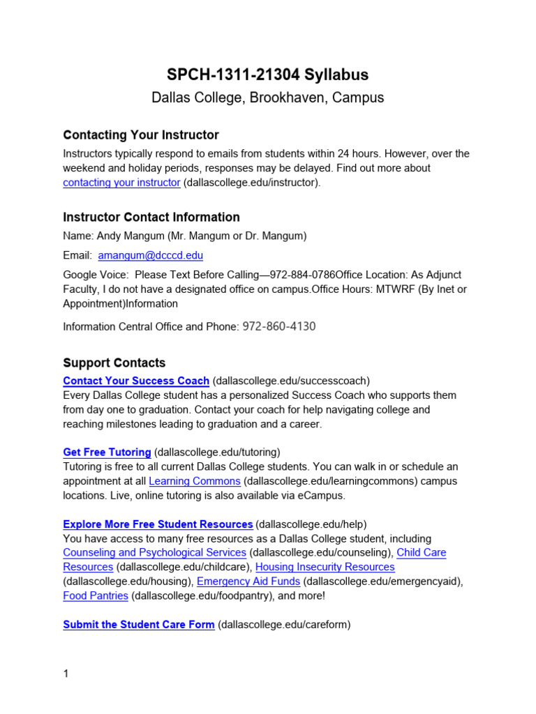 2024 Fall SPCH 1311 21304 | PDF | Communication | Textbook