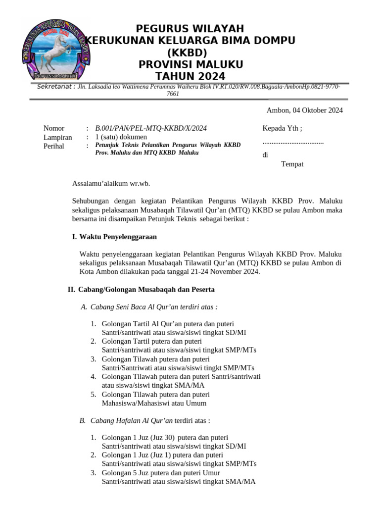 Juknis MTQ KKBD | PDF