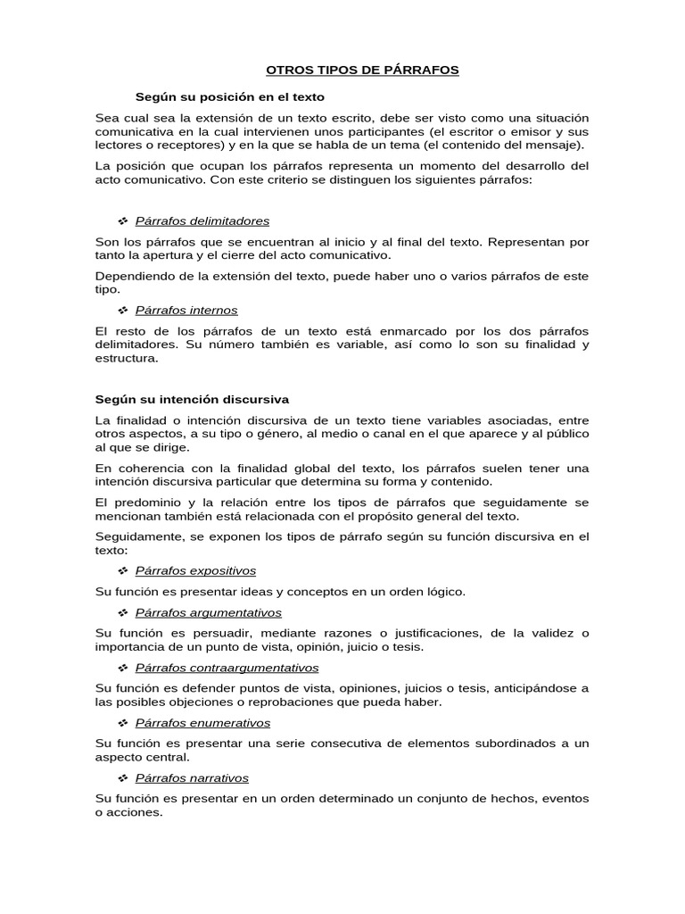 Otros Tipos de Párrafos | PDF | Comunicación humana