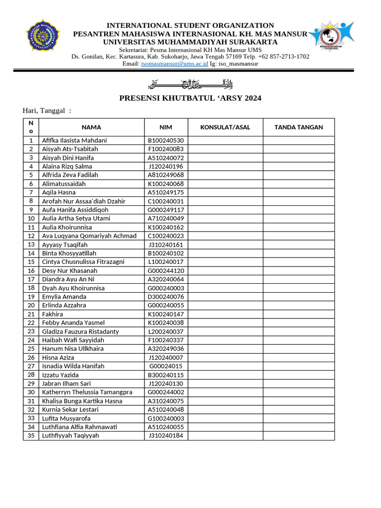 Presensi Ka Putri Day 1 Materi | PDF