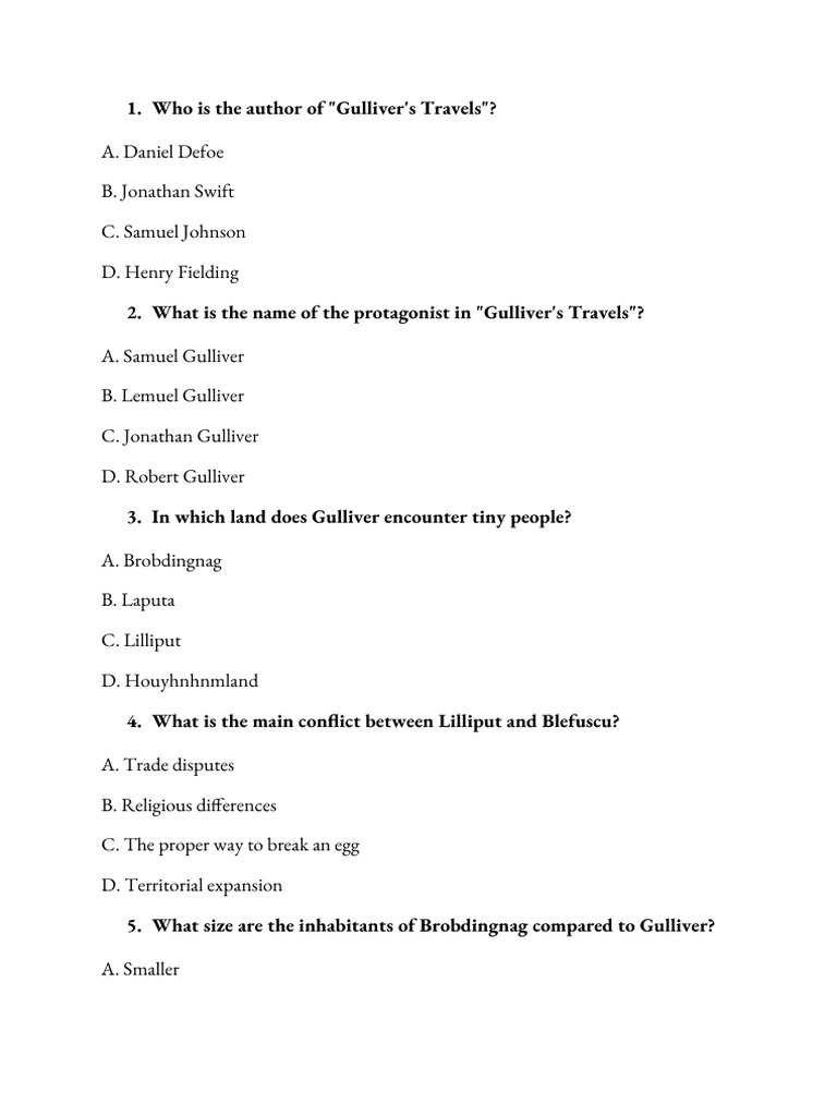LIT376 Gulliver | PDF | Gulliver's Travels | Jonathan Swift